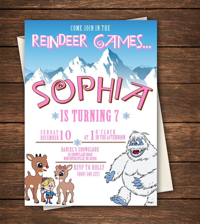 Christmas Birthday, Rudolph Birthday, Christmas Birthday Invitation ...