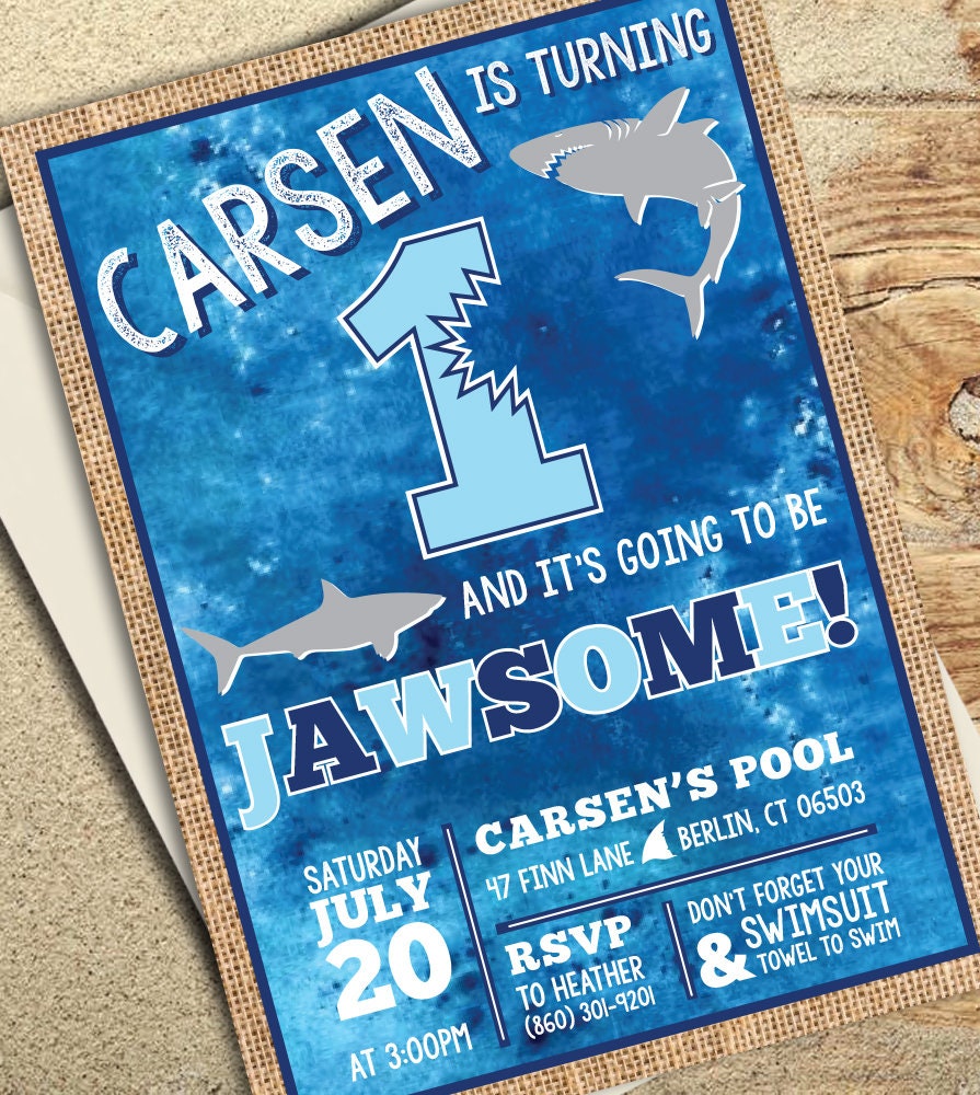 Jaws Birthday Invitation Jawsome Birthday Invitation - Etsy