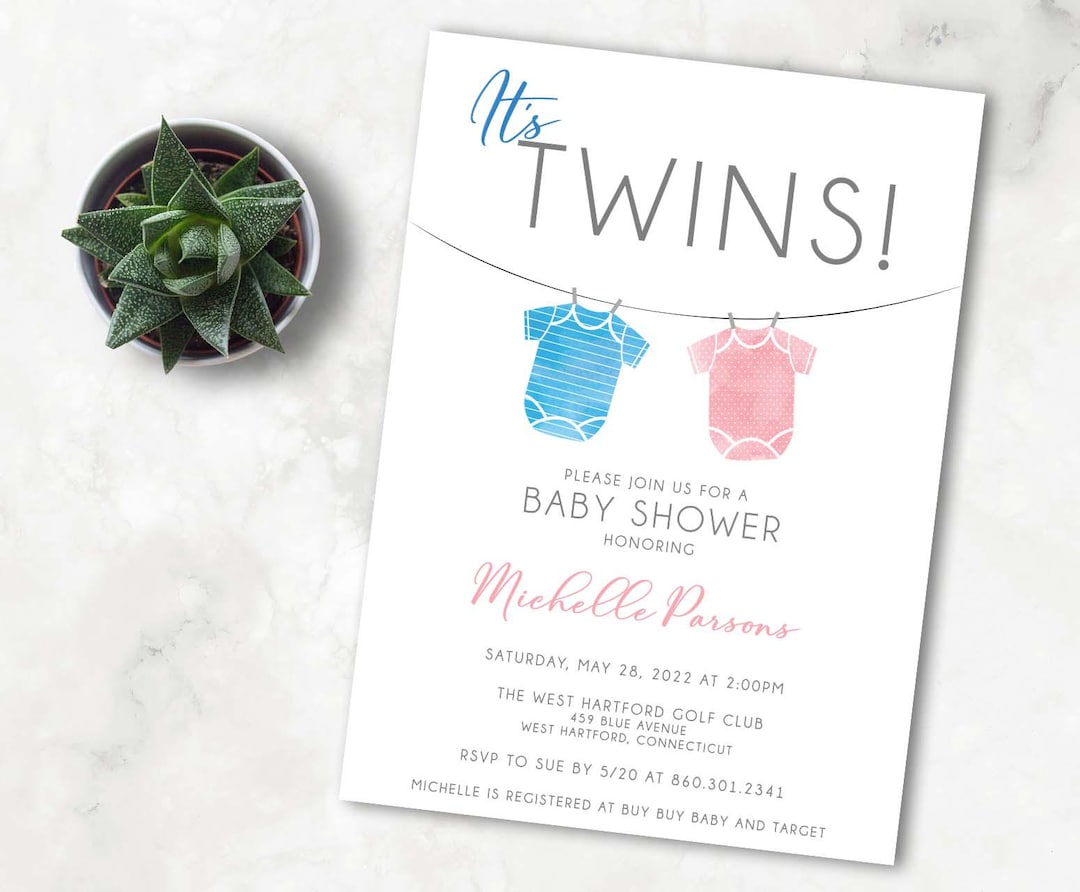 Twin Baby Shower Invitation, Twin Invitation,twin Baby Shower,baby ...