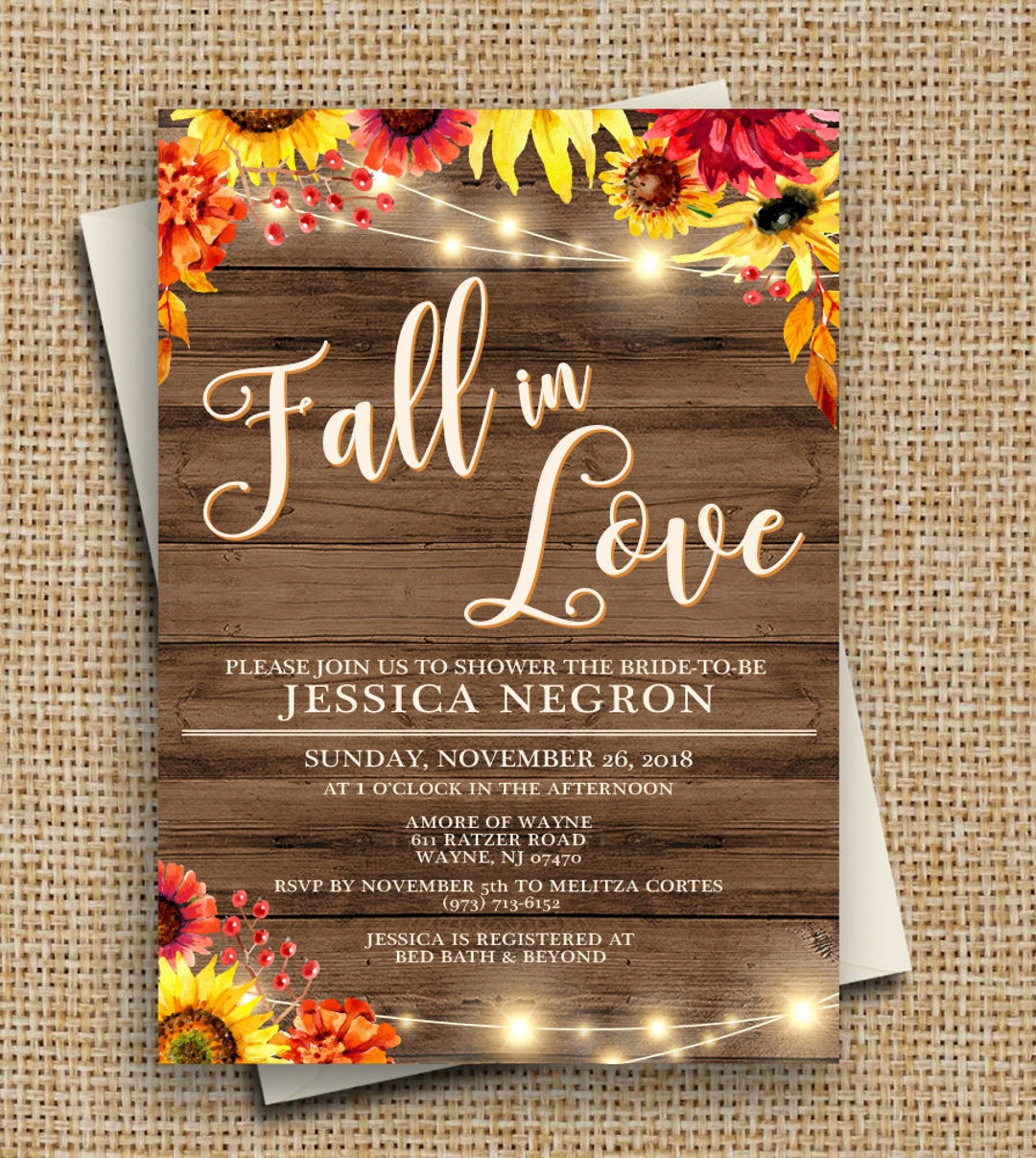 Fall in Love Bridal Shower Invitation, Fall in Love, Fall in Love ...