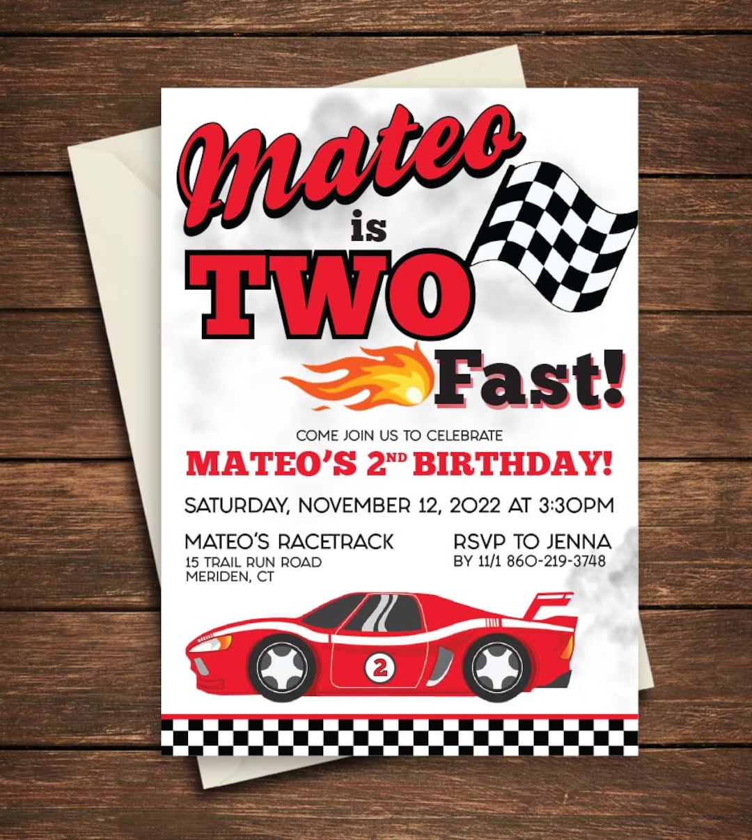 Race Car Birthday Invitation | Race Car Invitation | Race Car Birthday ...