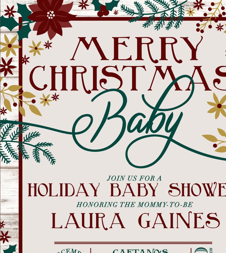 Merry Christmas Baby Shower Invitation, Merry Christmas Baby Invitation ...