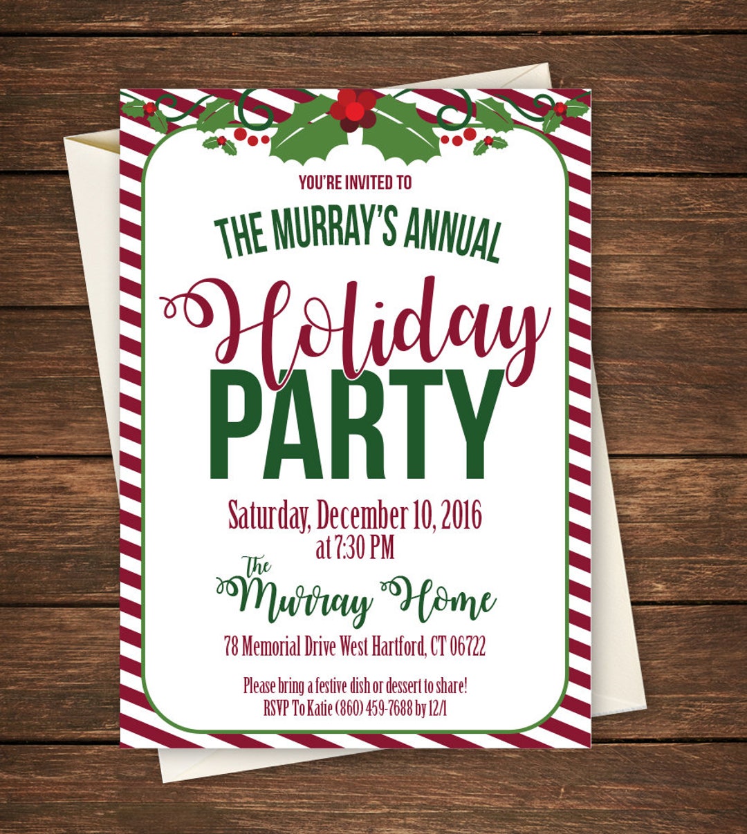 Holiday Party Invitation, Christmas Party Invitation, Eat Drink and Be ...
