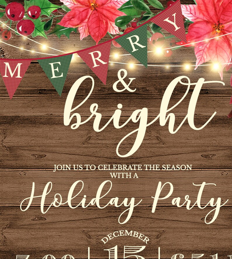 Merry and Bright Invitation Holiday Party Invitation - Etsy