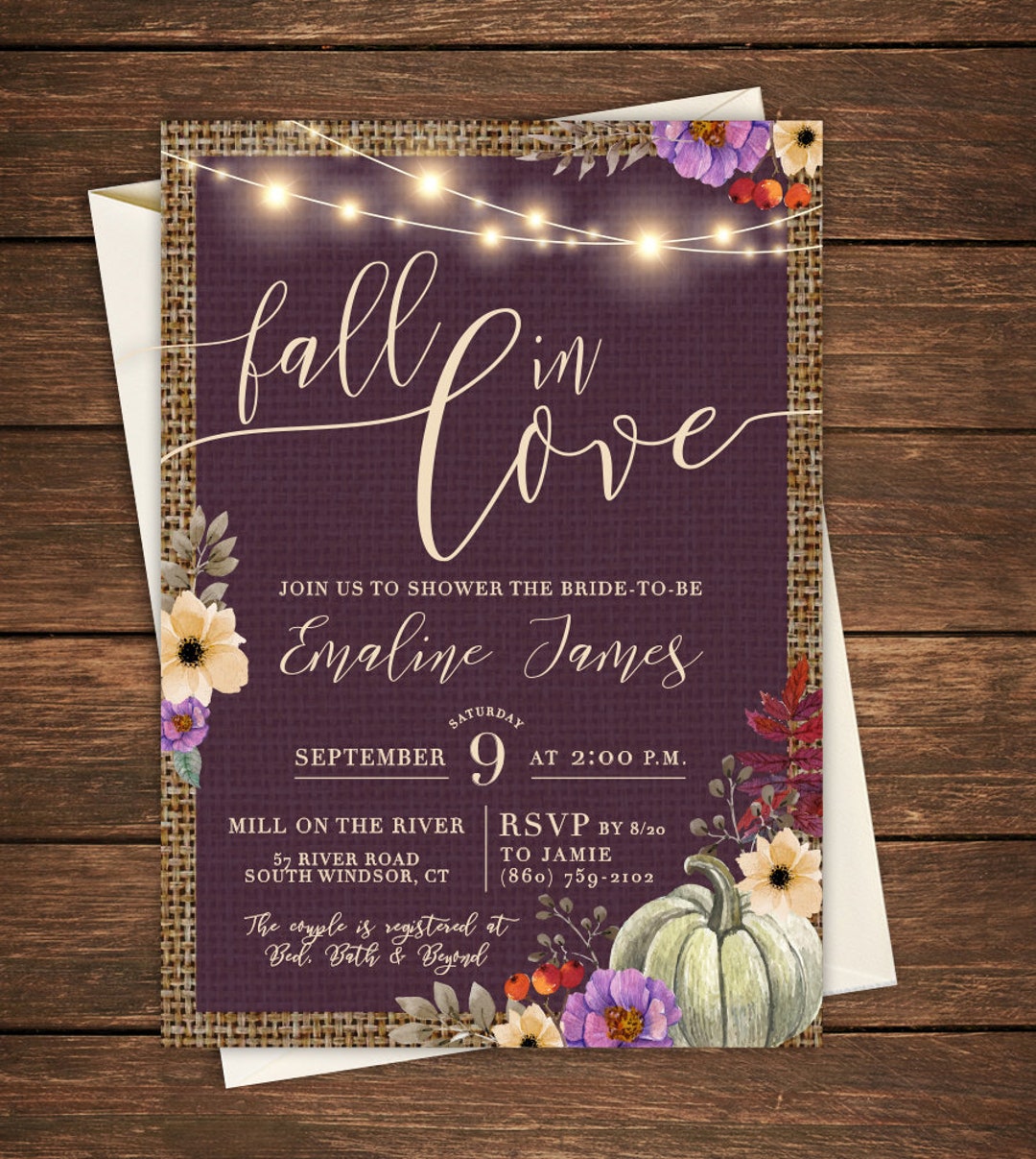 Fall in Love Bridal Shower Invitation, Fall in Love, Fall in Love ...