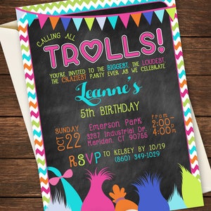 Trolls Birthday, Trolls Birthday Party, Trolls Invitation, Trolls ...
