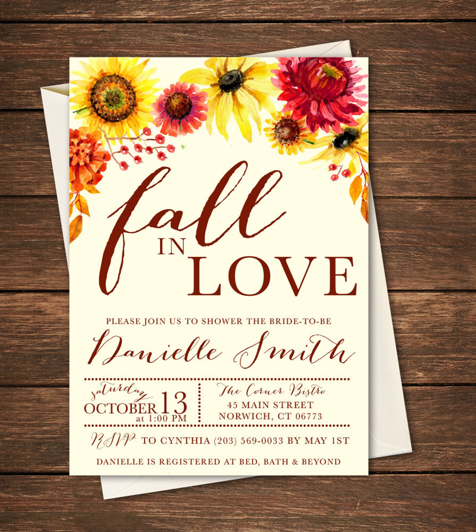 Fall in Love Bridal Shower Invitation, Fall in Love, Fall in Love ...