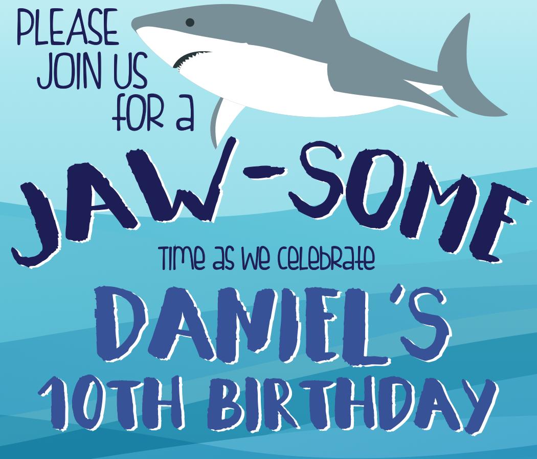 Jaws Birthday Invitation | Jawsome Birthday Invitation | Jaw-some ...