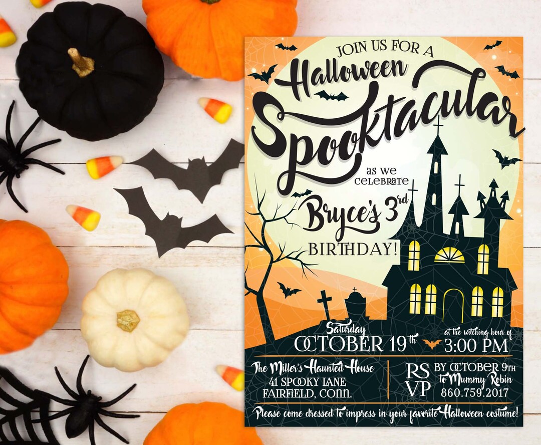 Spooktacular Halloween Birthday Party Invitation,halloween Birthday ...
