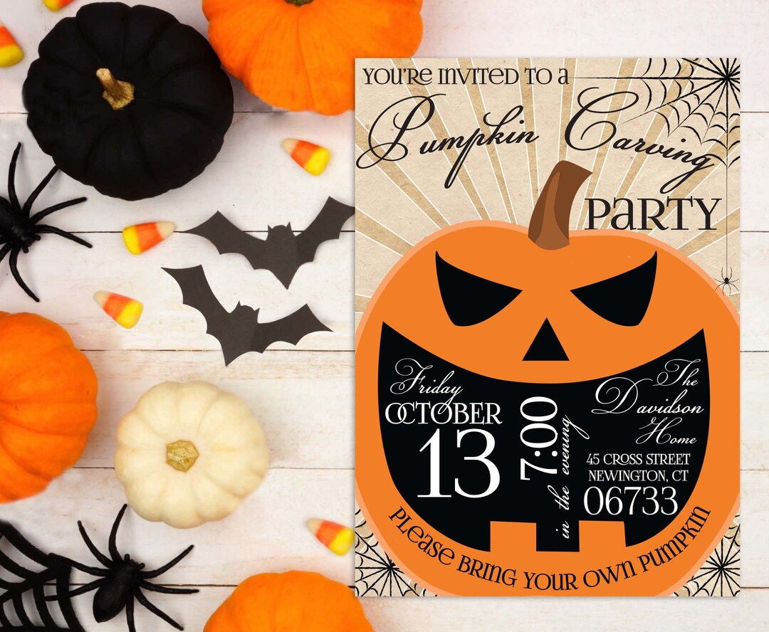 Pumpkin Carving Party Invitation, Downloadable Invitation, Halloween ...