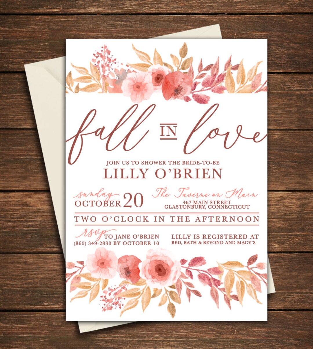 Fall in Love Bridal Shower Invitation, Fall in Love, Fall in Love ...