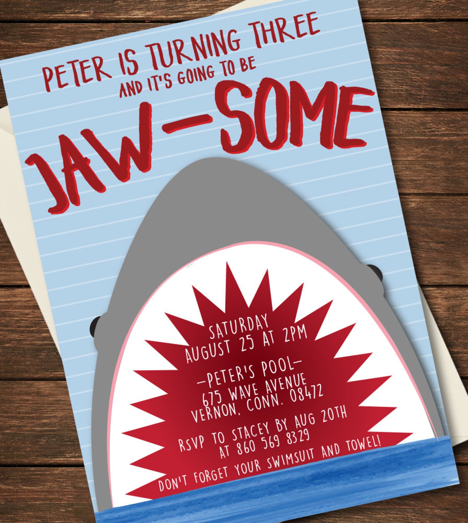 Jaws Birthday Invitation Jawsome Birthday Invitation | Etsy