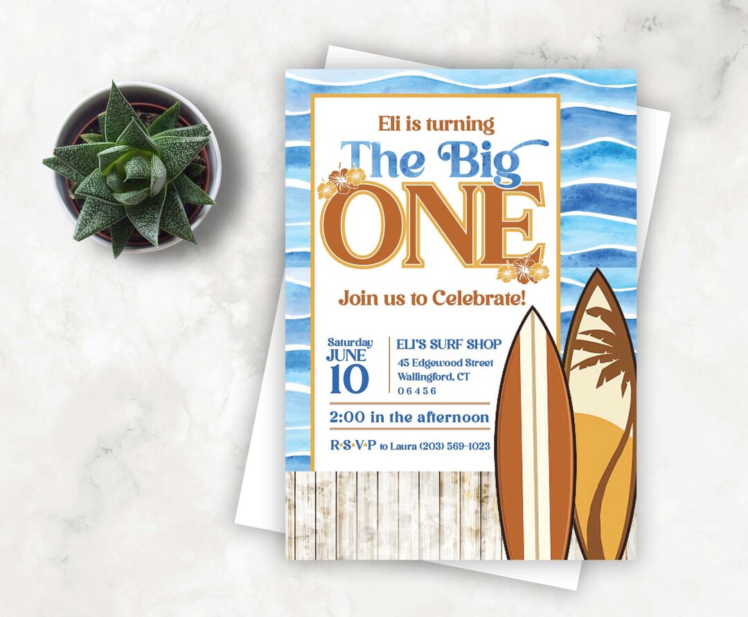 Surf Birthday Invitation | Surf First Birthday | Surf Invitation ...