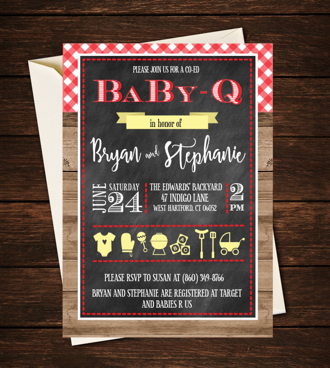 Baby Q Baby Shower Invitation, Baby Q, Baby-q, Coed Baby Shower ...