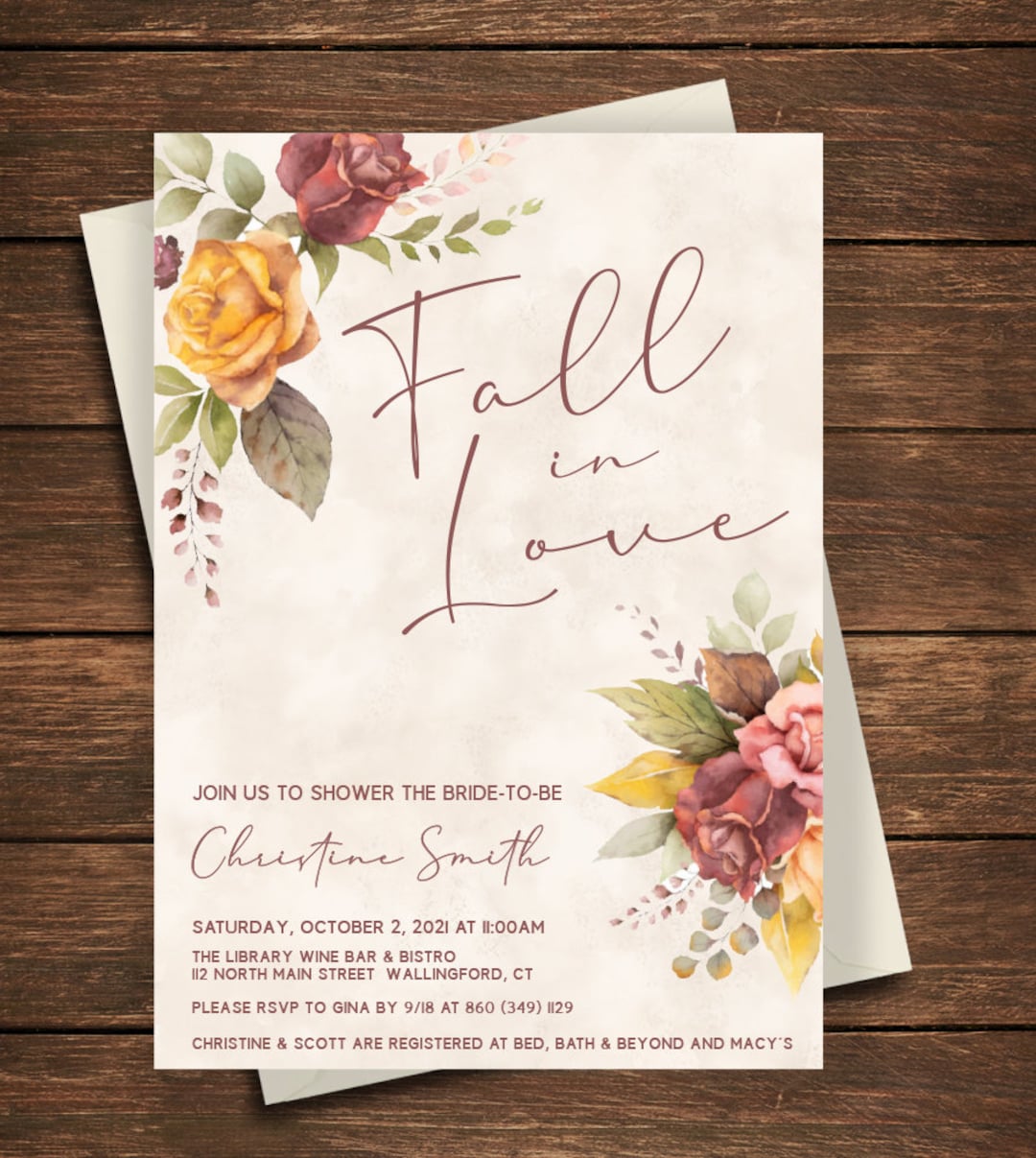 Fall in Love Bridal Shower Invitation, Fall in Love, Fall in Love ...