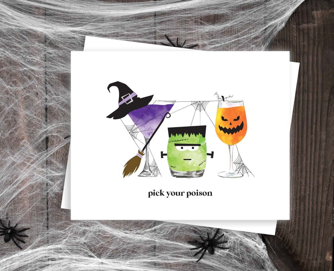 Halloween Greeting Card Halloween Card Pick Your Poison - Etsy
