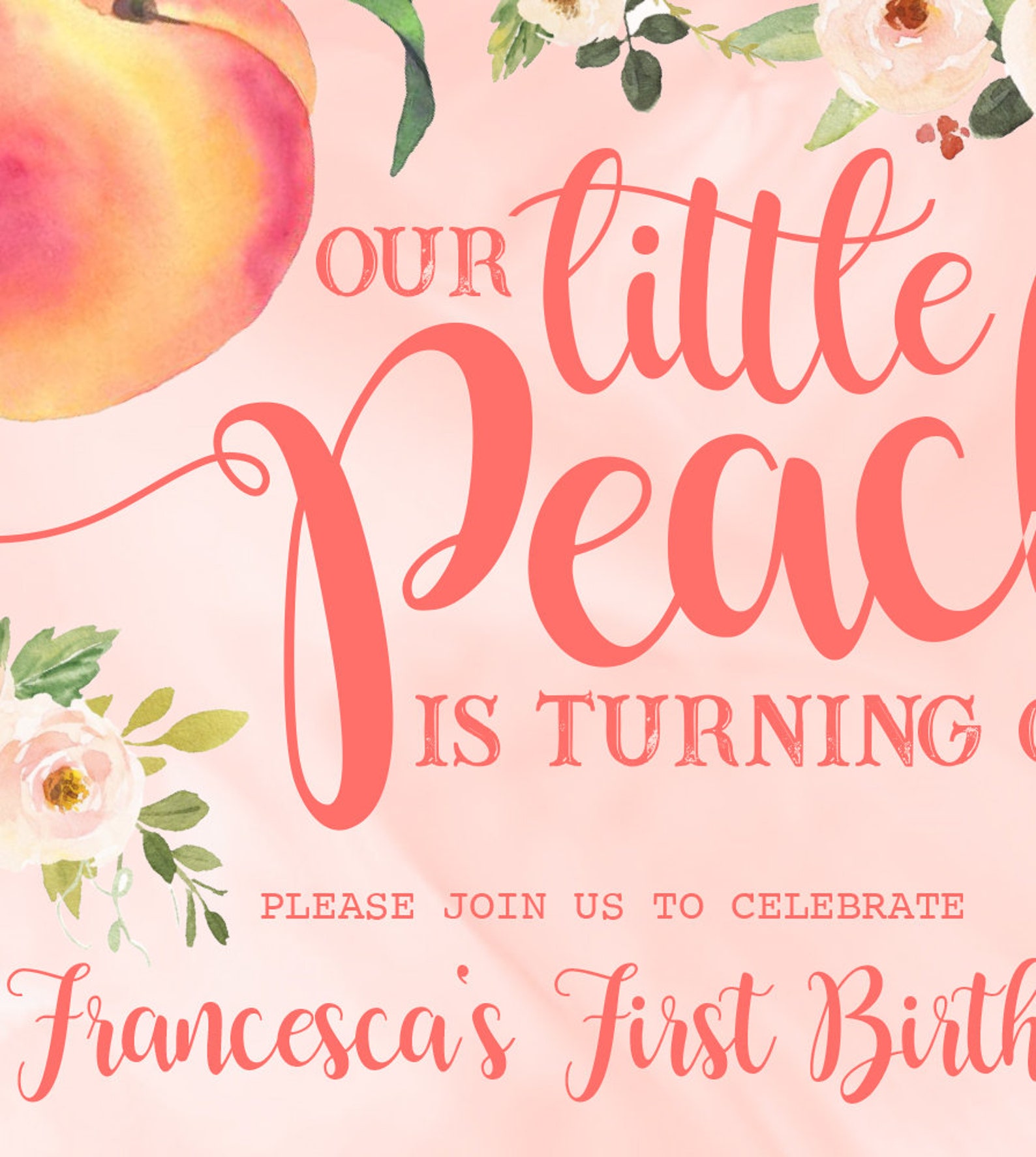 Peach Birthday, Peach Birthday Party, Peach Invitation, Our Little ...
