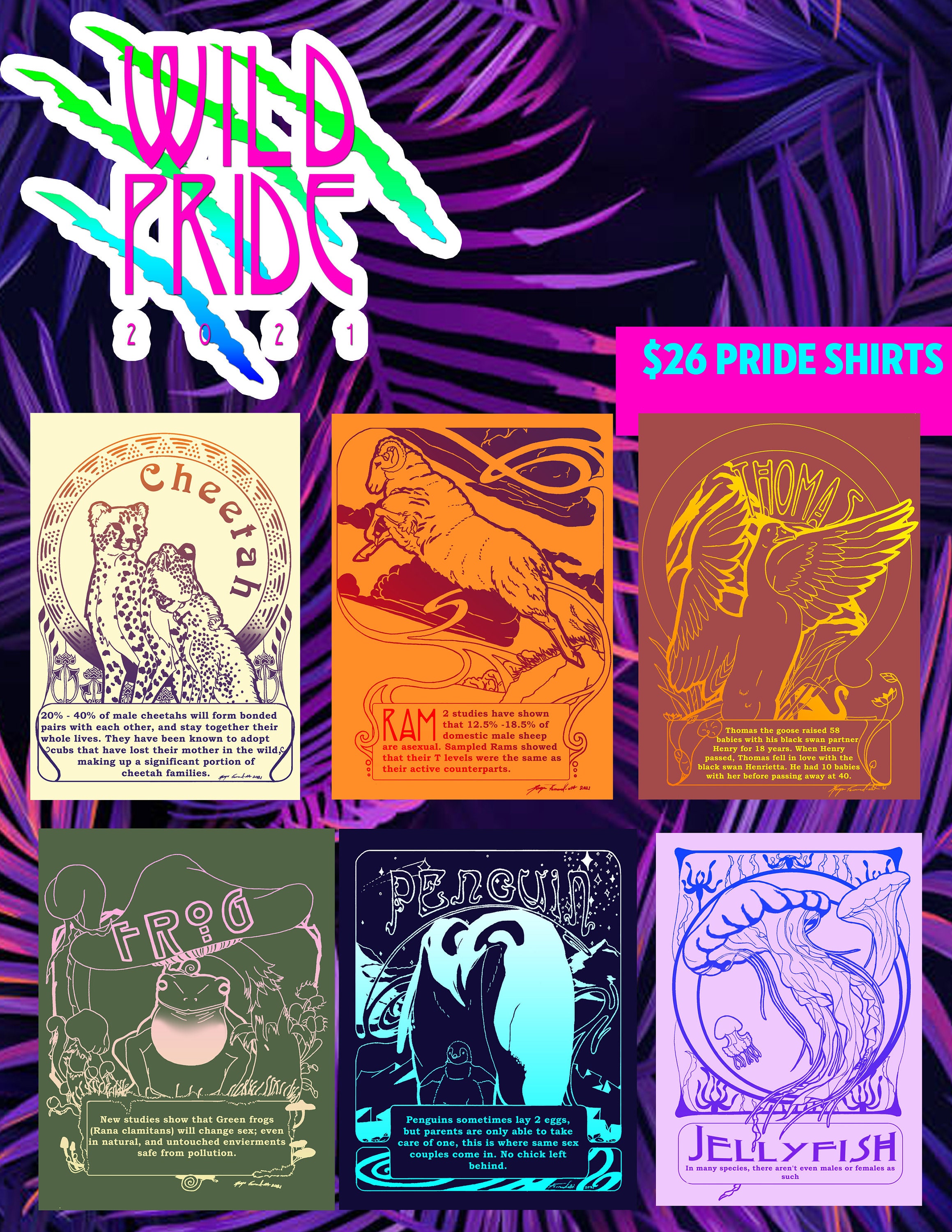 LBGTQ Wild Animal Posters 2021 Edition Kid Friendly Wild Pride Posters ...