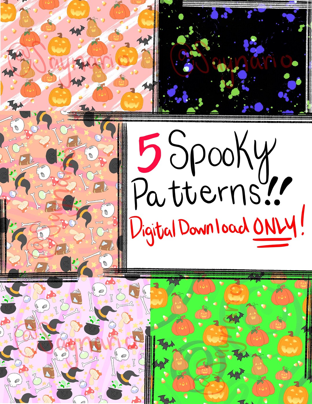 5 Spooky Patterns DIGITAL DOWNLOAD ONLY - Etsy