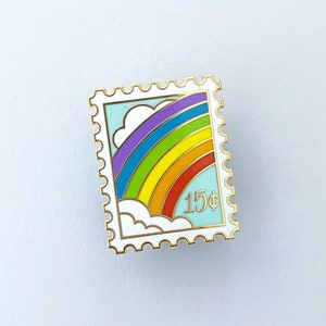 Rainbow Postage Stamp Enamel Pin // Rainbow Pin / Lapel Pin / Postage ...