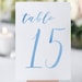 LIGHT BLUE Watercolor Wedding Table Numbers 1-10 //table Cards ...