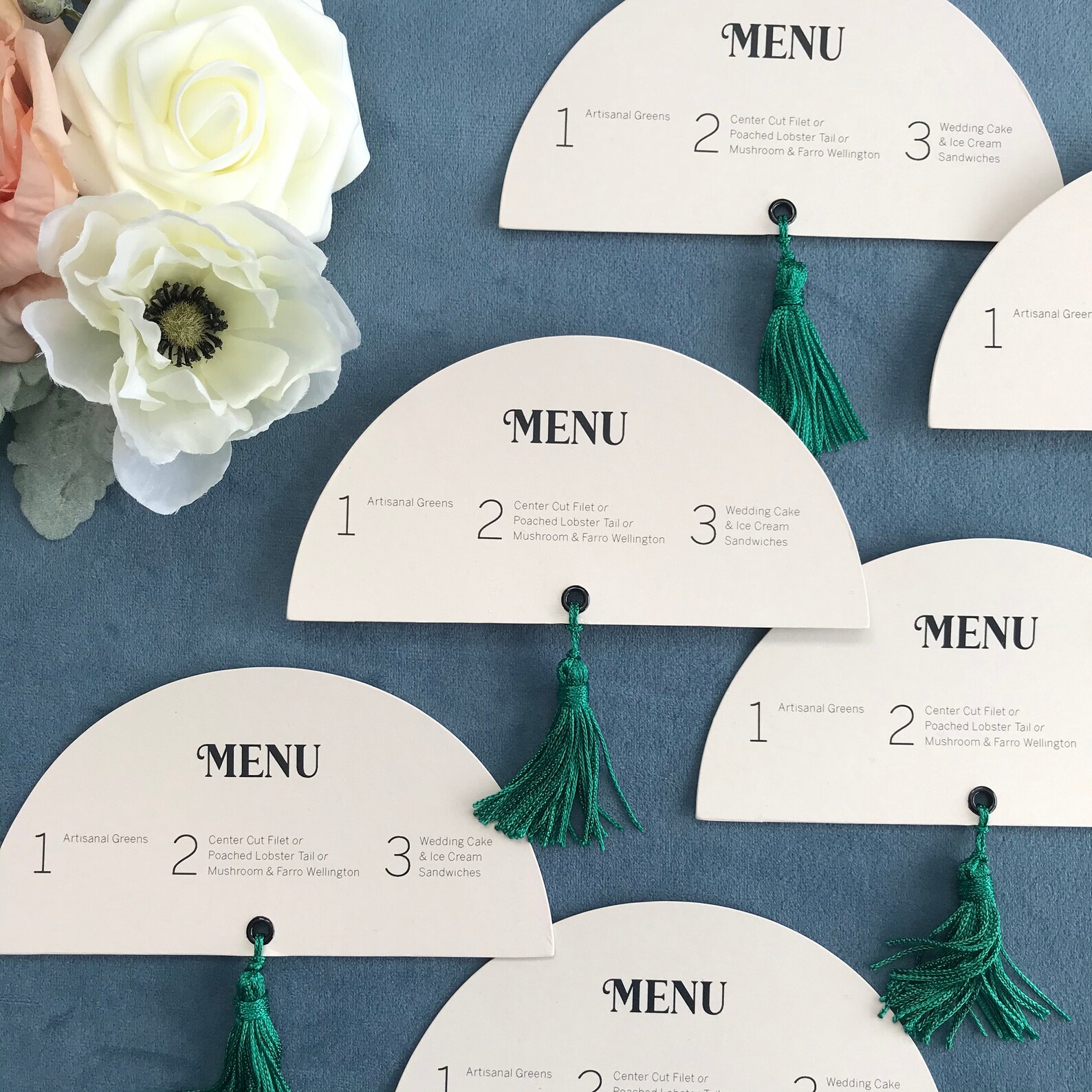 Half Moon Tassel Menus // wedding Menu // Mid-century // Reception Menu ...