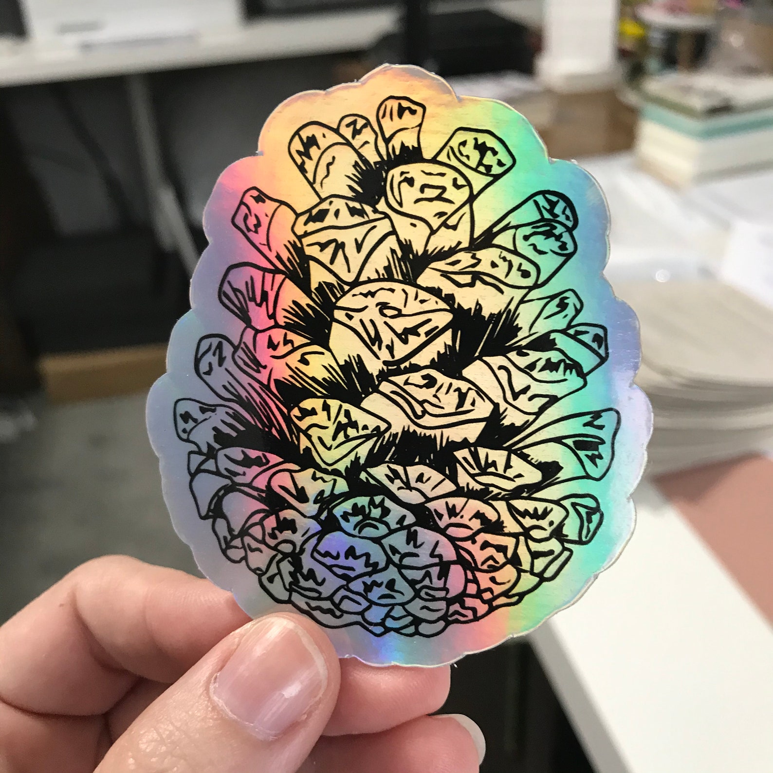 Pine Cone Holographic Sticker // PNW Sticker / Pine Cone / - Etsy