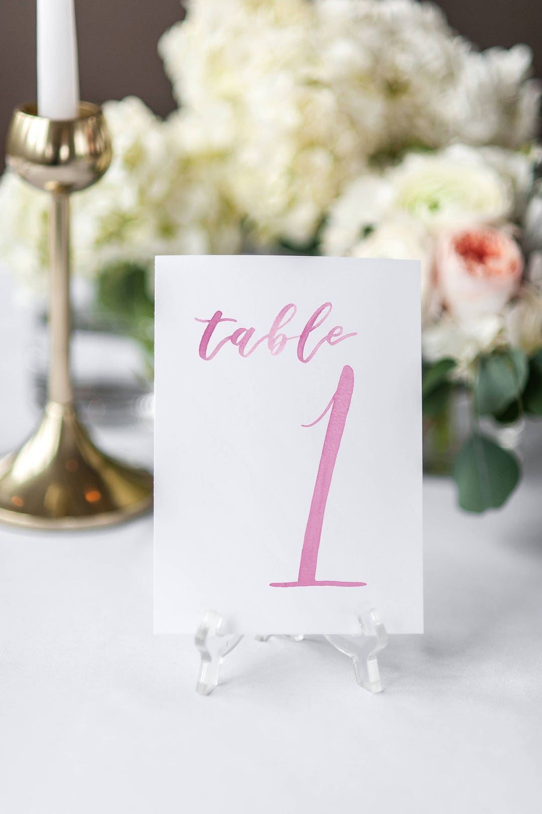Watercolor Wedding Table Numbers PINK // table Cards // Watercolor ...