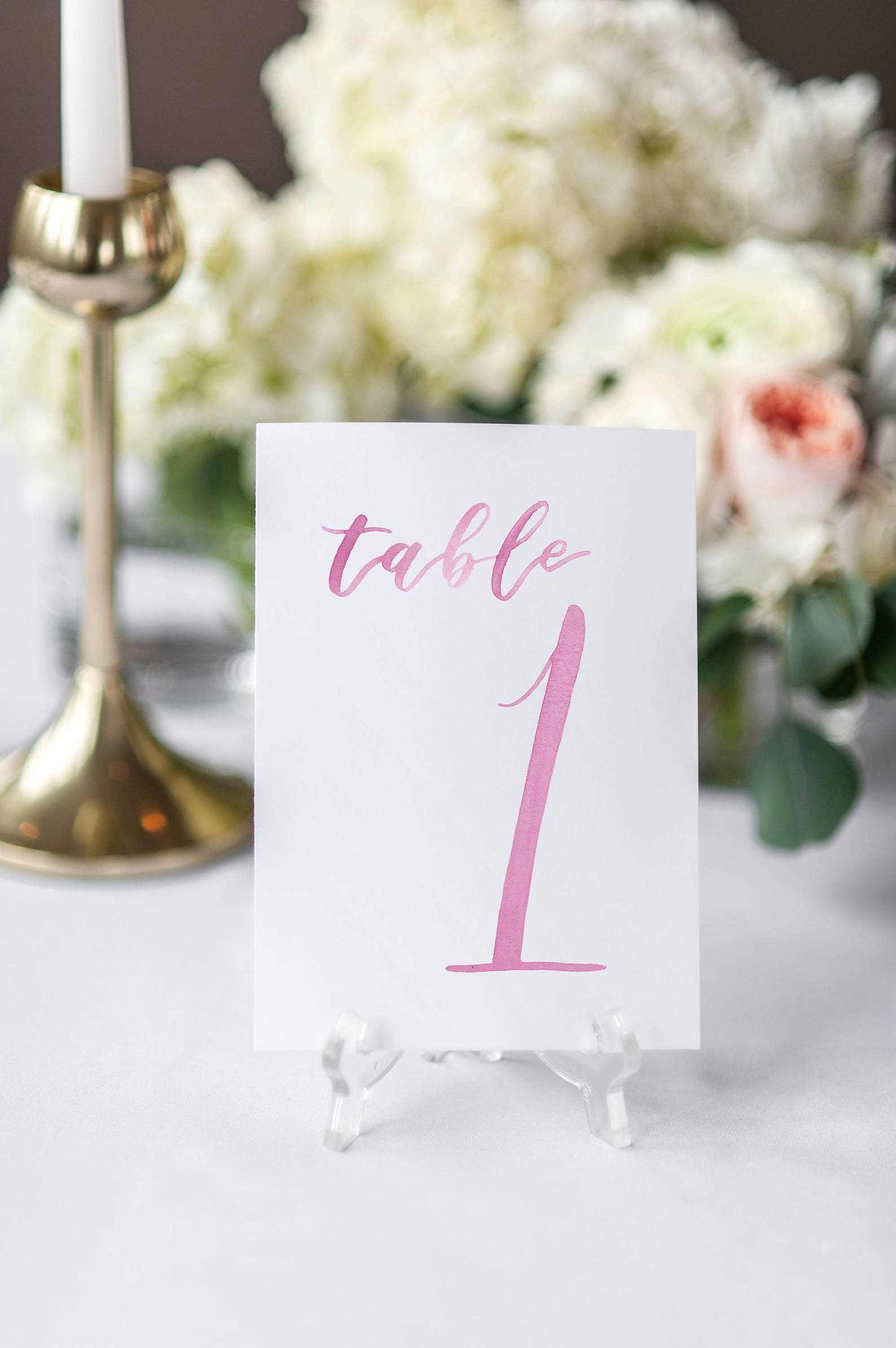 Watercolor Wedding Table Numbers PINK //table Cards // | Etsy
