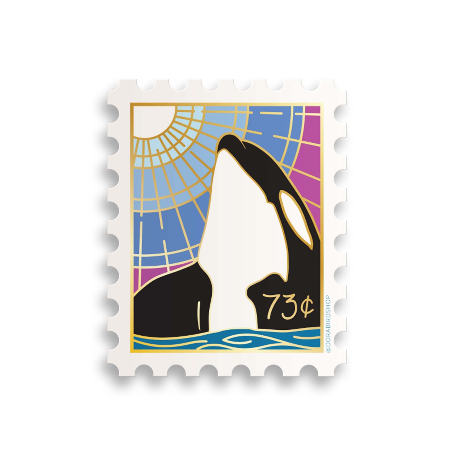 Curious Orca Postage Stamp Sticker // Orca / Killer Whale / - Etsy
