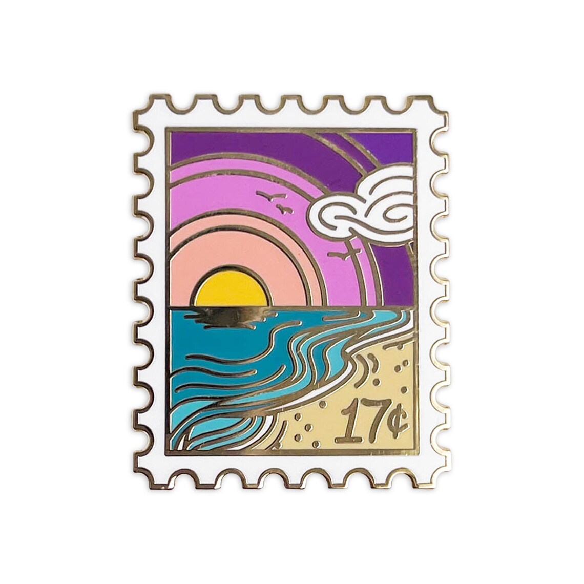 Sunset Shore Stamp Enamel Pin / Lapel Pin / Ocean Pin / Stamp Pin / Pin ...