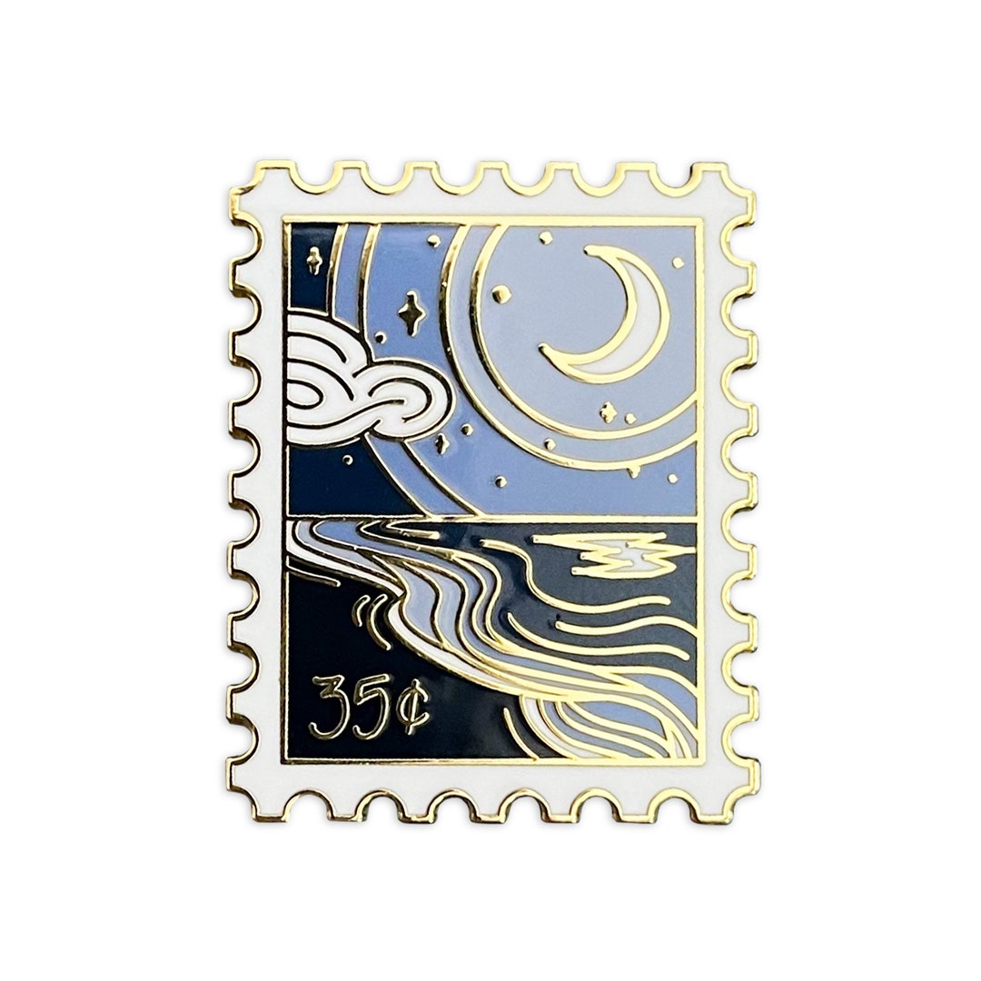 Serene Shore Postage Stamp Enamel Pin / Lapel Pin / Ocean Pin / Postage ...