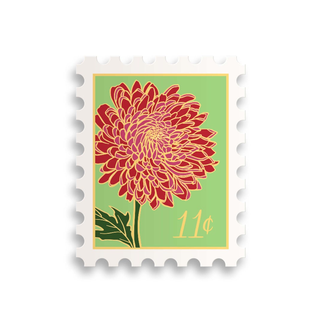 November Chrysanthemum Birth Month Stamp Sticker // Birth Month / Water ...