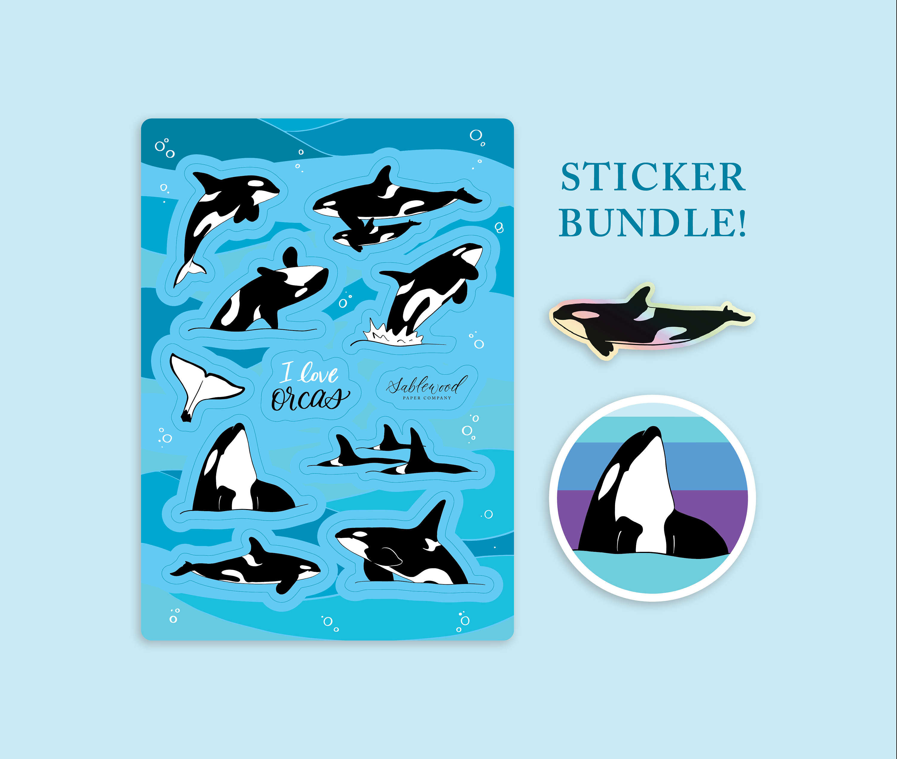 Orca Sticker Pack // Spy Hopping Orca / Whale Sticker / Save | Etsy