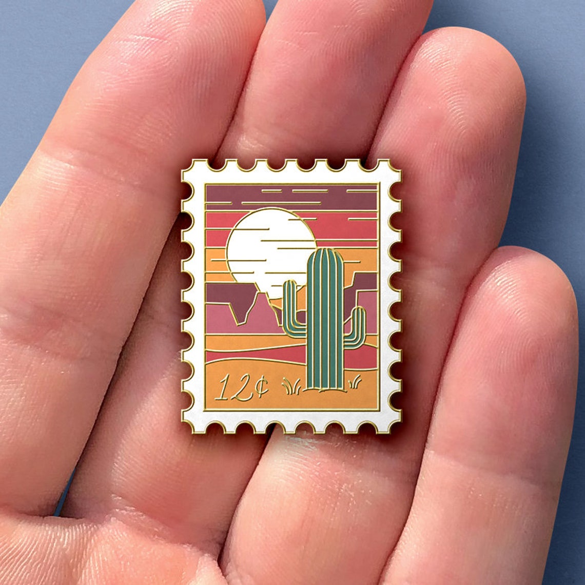 Desert Oasis Postage Stamp Enamel Pin // Lapel Pin / Cactus / - Etsy