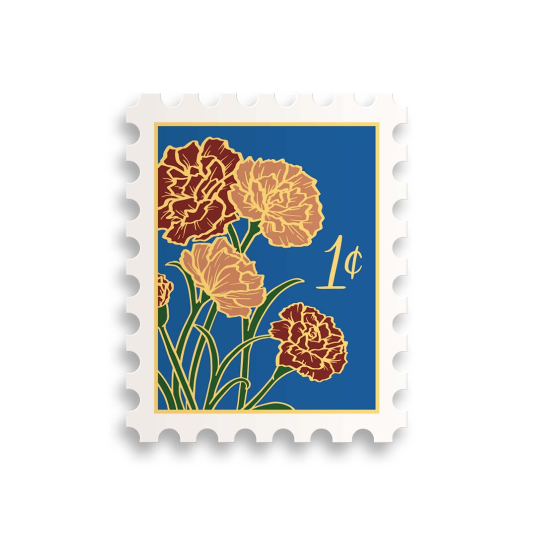 January Carnation Birth Month Stamp Sticker // Birth Month / Water ...