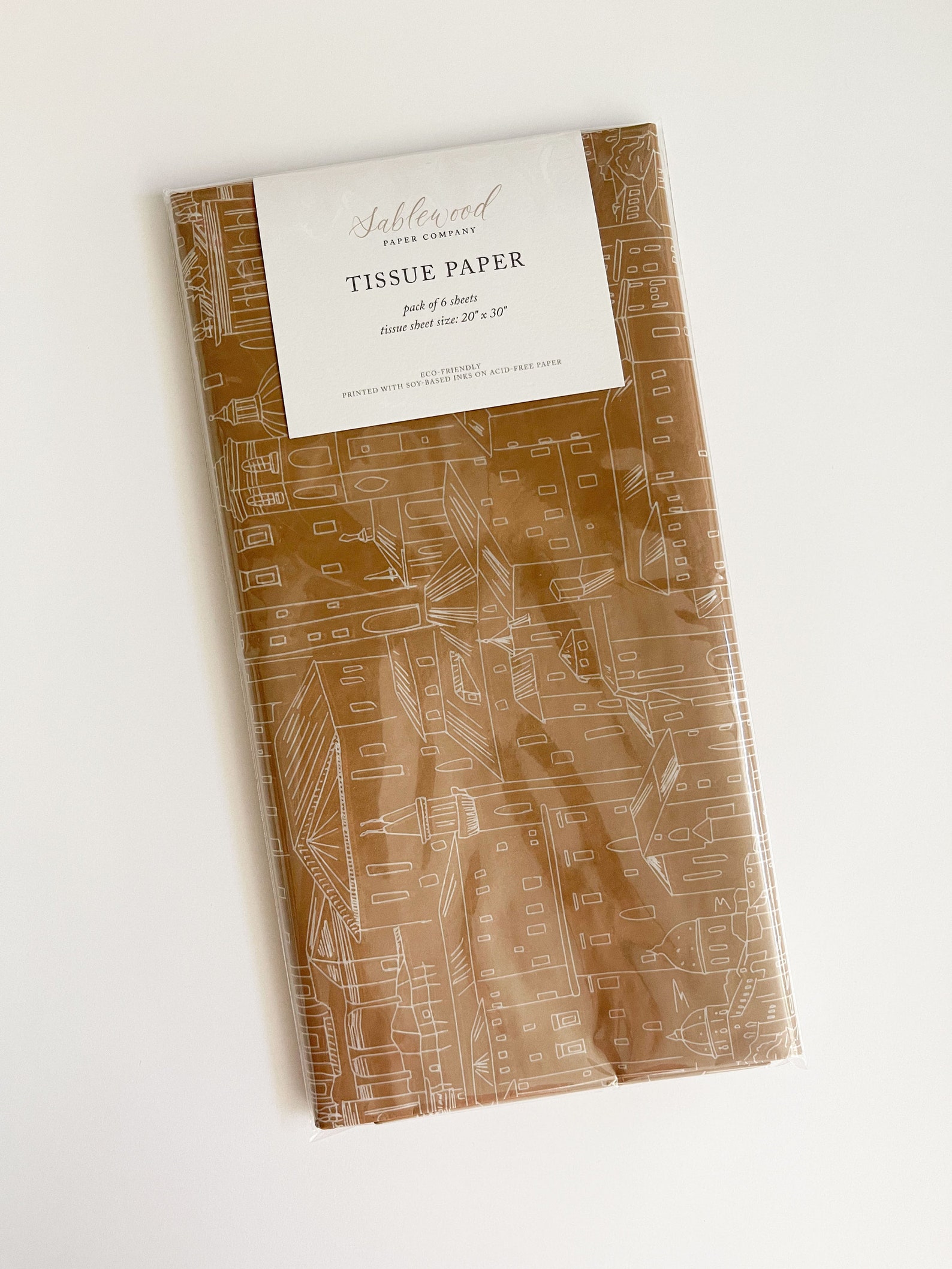 Terra Cotta City Tissue Paper, Pack of 6 // Gift Wrap / City Pattern ...
