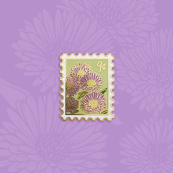 Aster september Birth Month Enamel Pin // Birth Month / | Etsy