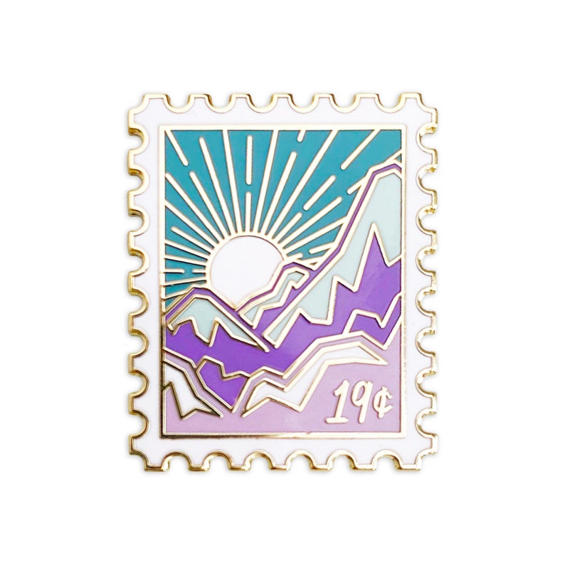 Sunny Slopes Postage Stamp Enamel Pin / Lapel Pin / Mountain - Etsy