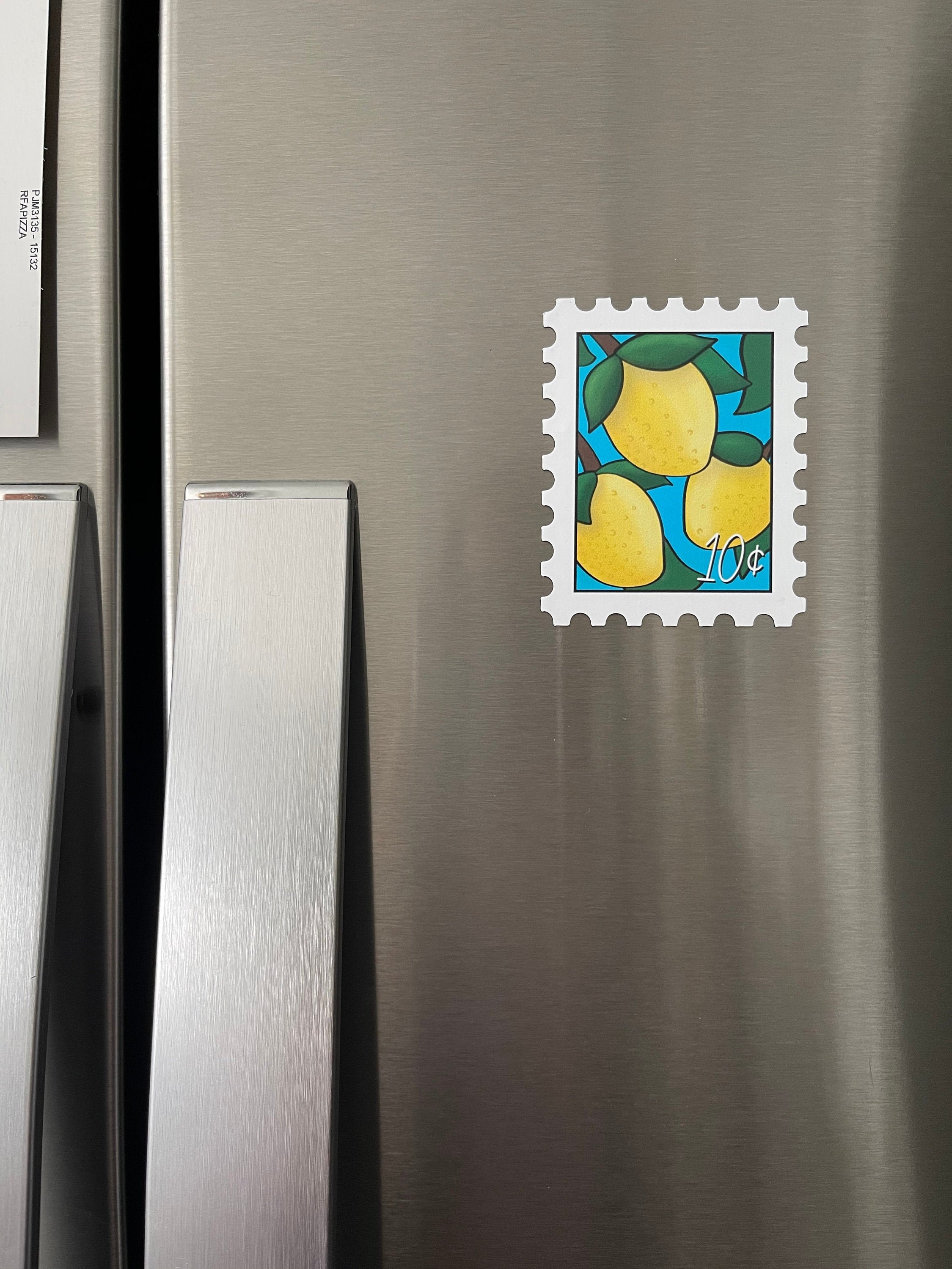 Lemon Postage Stamp Magnet // Lemon Stamp / Lemons Sticker / | Etsy