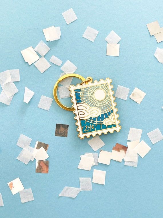 Perfect Day Stamp Enamel Keychain // Sun Keychain / Postage - Etsy