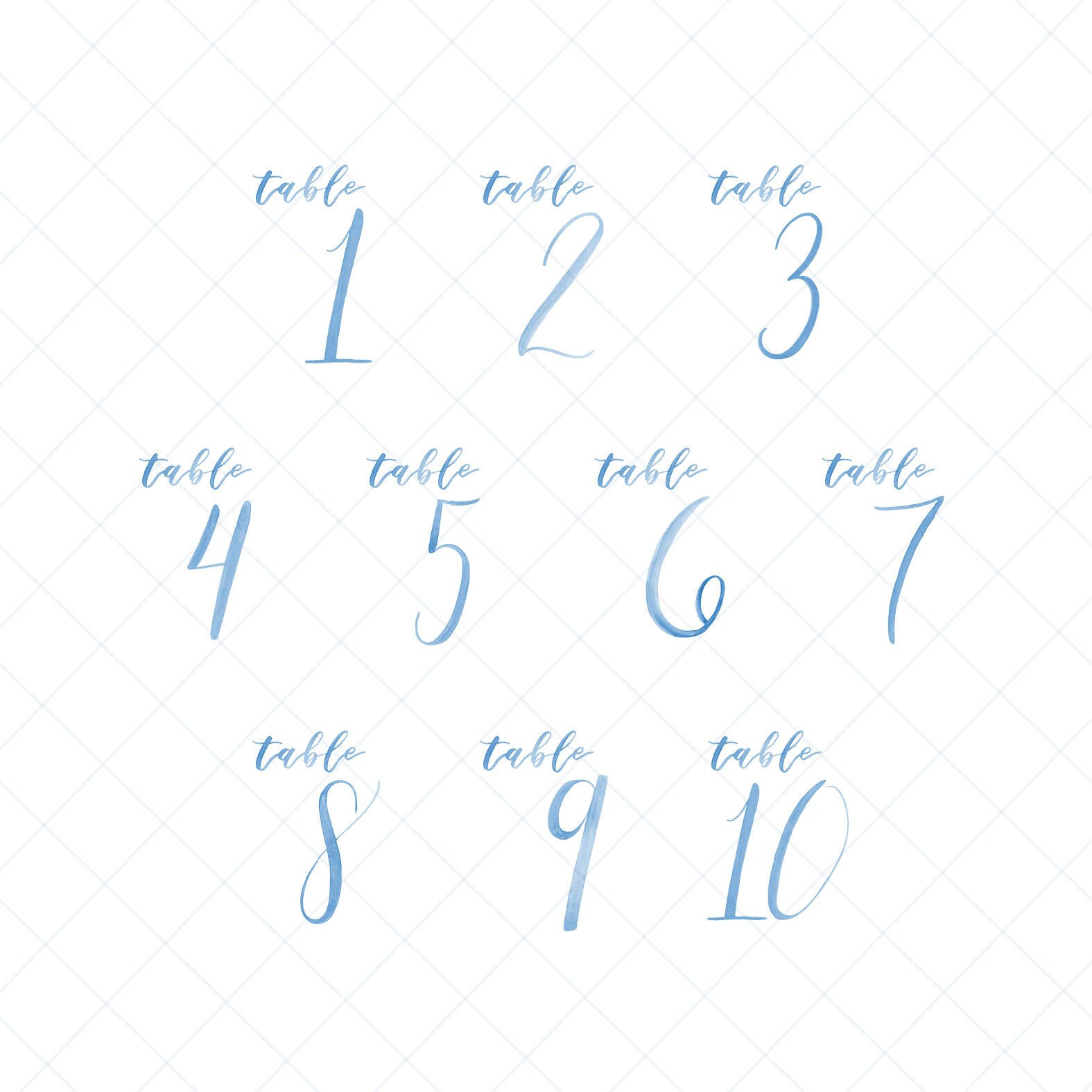 LIGHT BLUE Watercolor Wedding Table Numbers 1-10 //table - Etsy