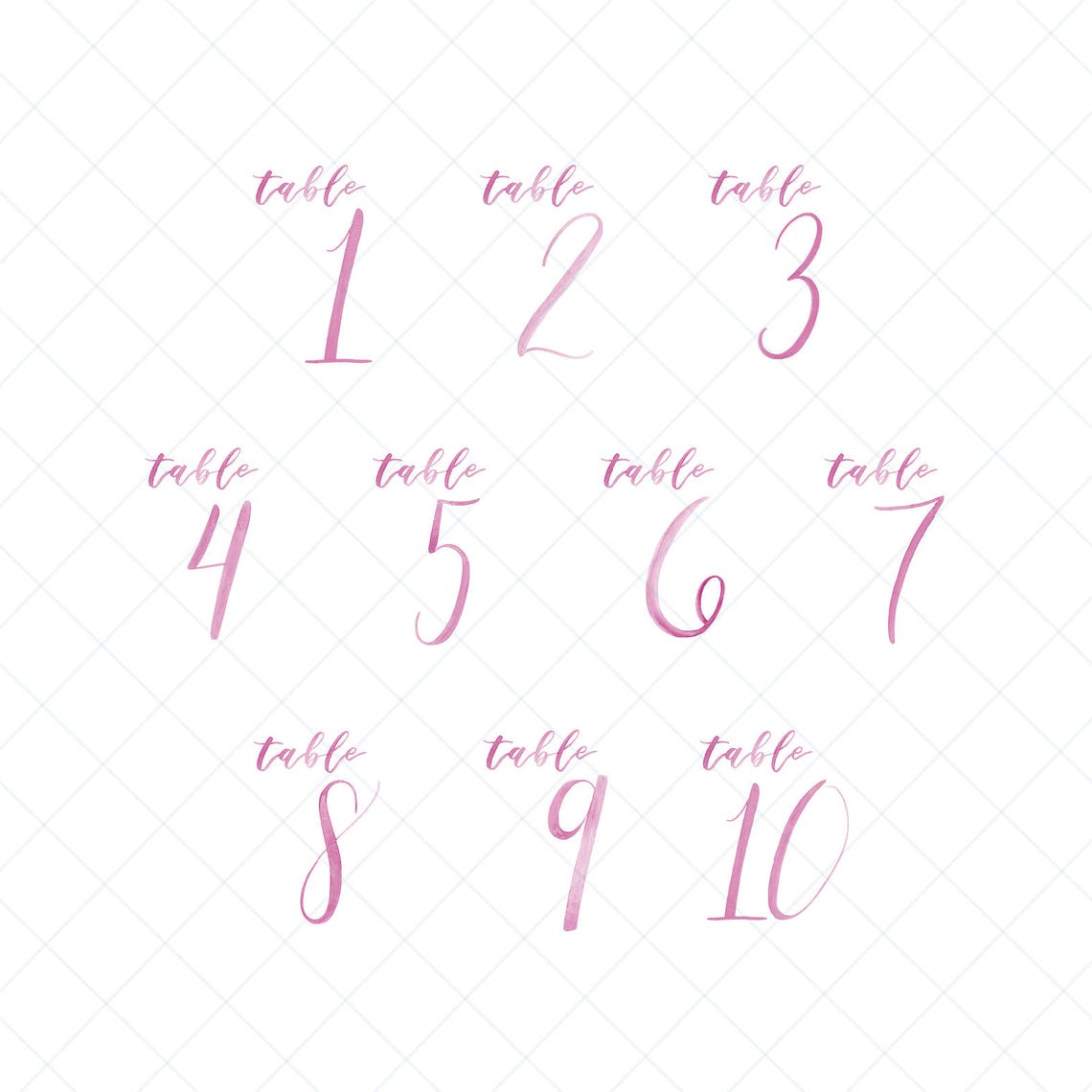 Watercolor Wedding Table Numbers PINK //table Cards // | Etsy