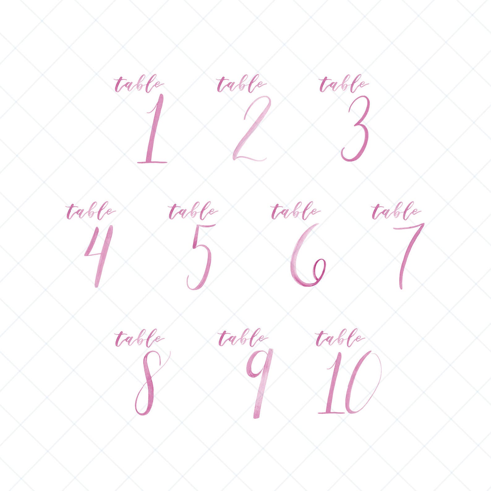 Watercolor Wedding Table Numbers PINK //table Cards // - Etsy