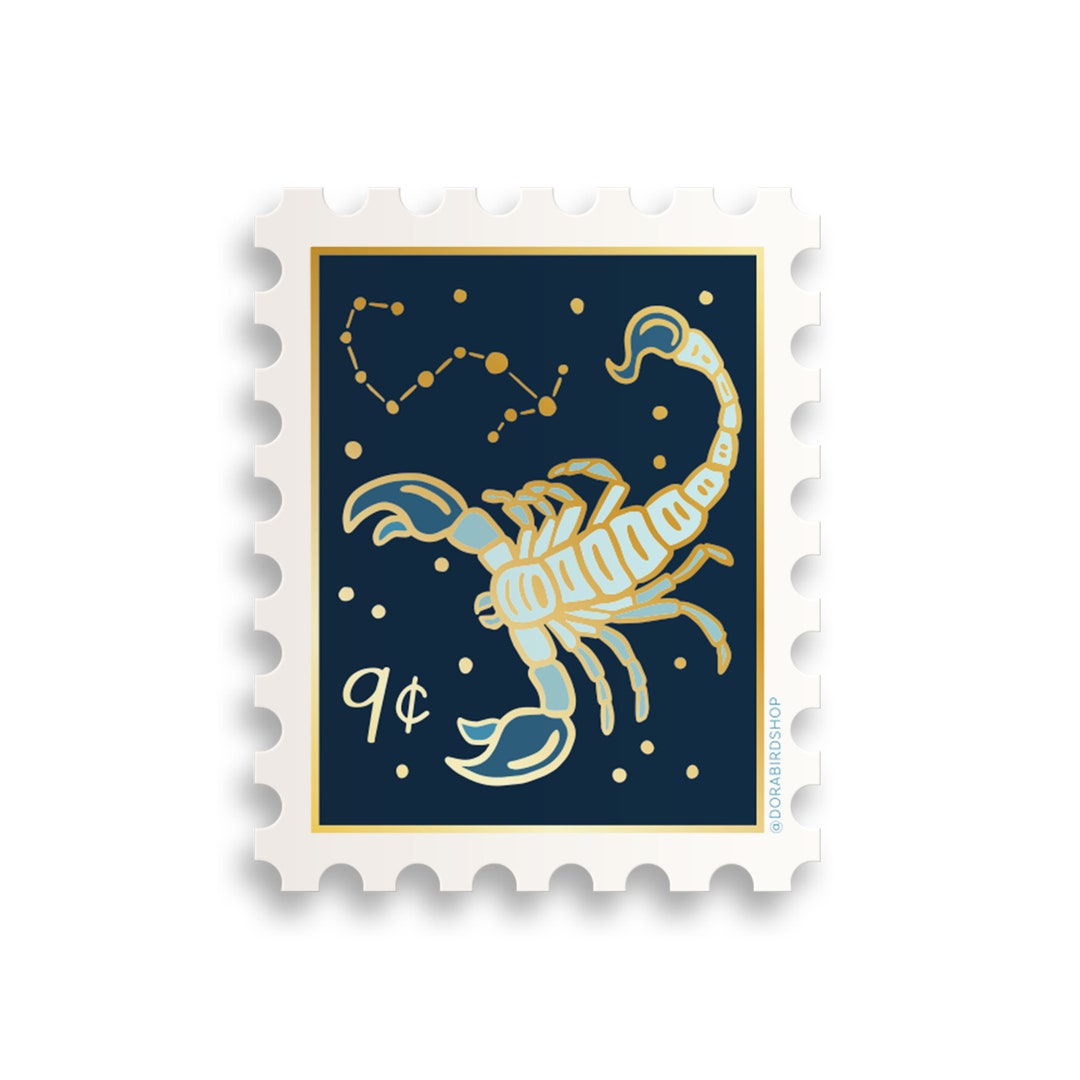 Scorpio Zodiac Stamp Sticker // the Scorpion / Zodiac Sticker / Star ...