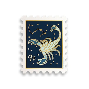 Scorpio Zodiac Stamp Sticker // the Scorpion / Zodiac Sticker / Star ...