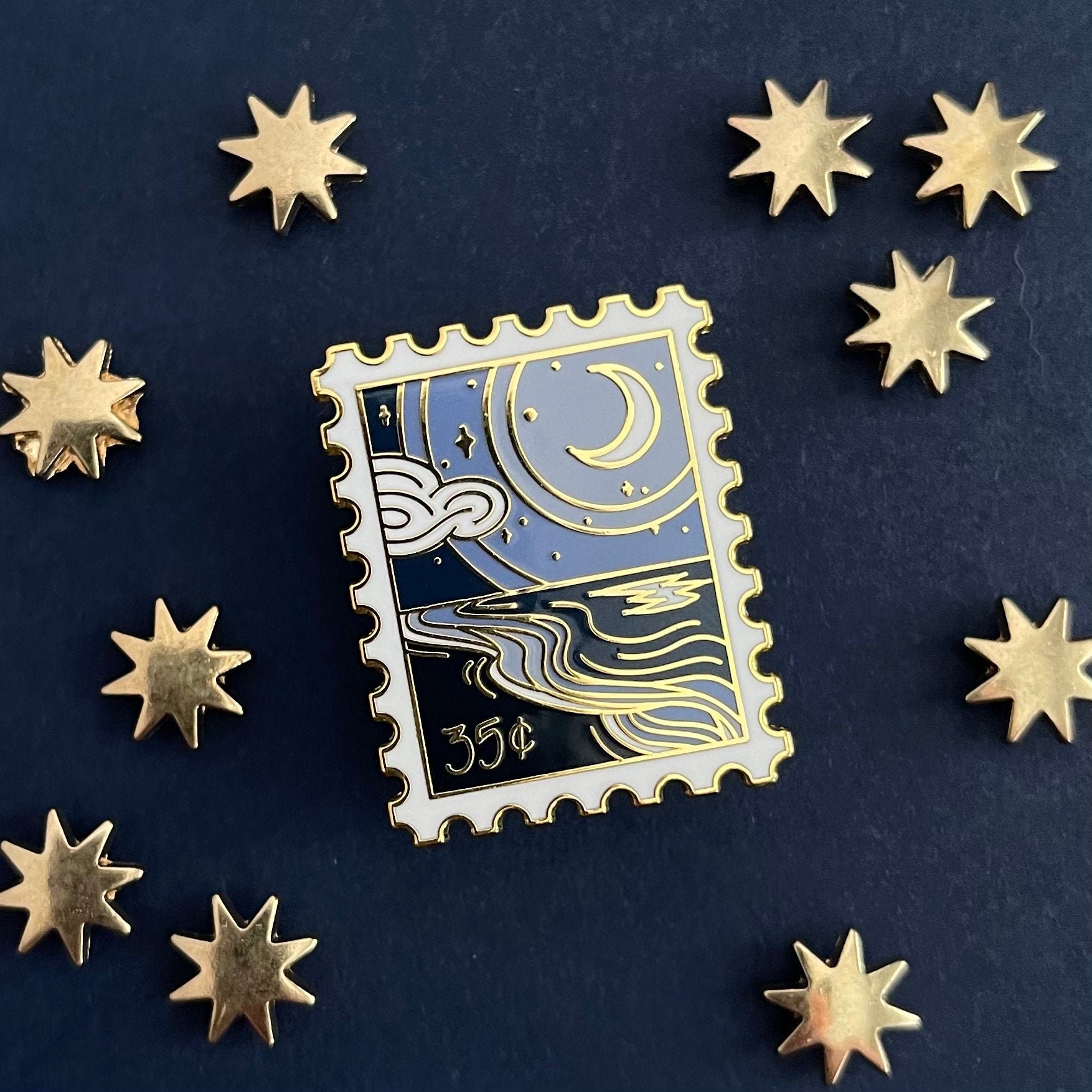 Serene Shore Postage Stamp Enamel Pin / Lapel Pin / Ocean Pin / Postage ...