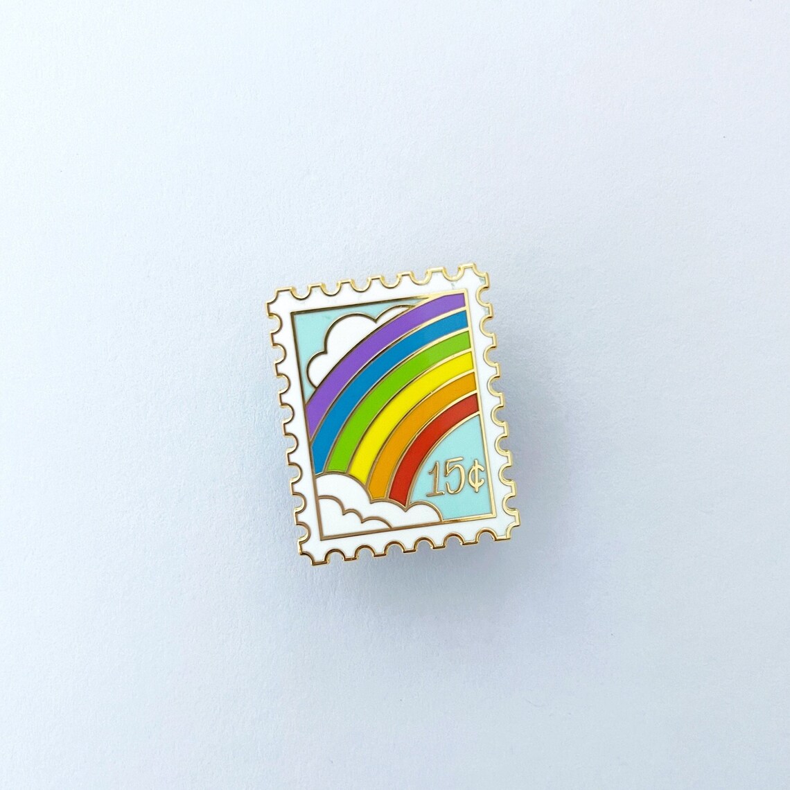Rainbow Postage Stamp Enamel Pin // Rainbow Pin / Lapel Pin / - Etsy