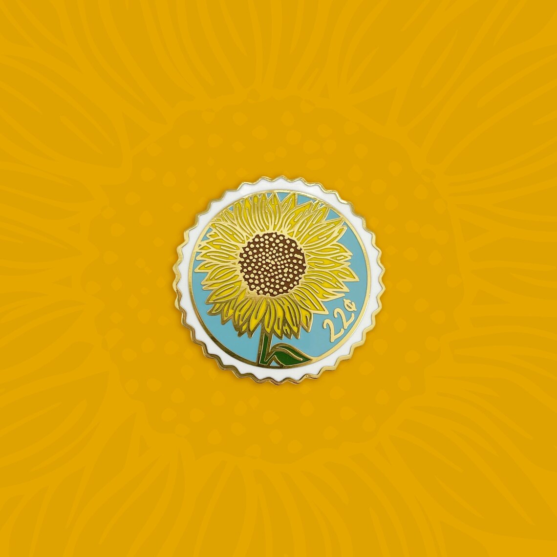 Sunflower Postage Stamp Enamel Pin // Flower Pin / Lapel Pin / - Etsy