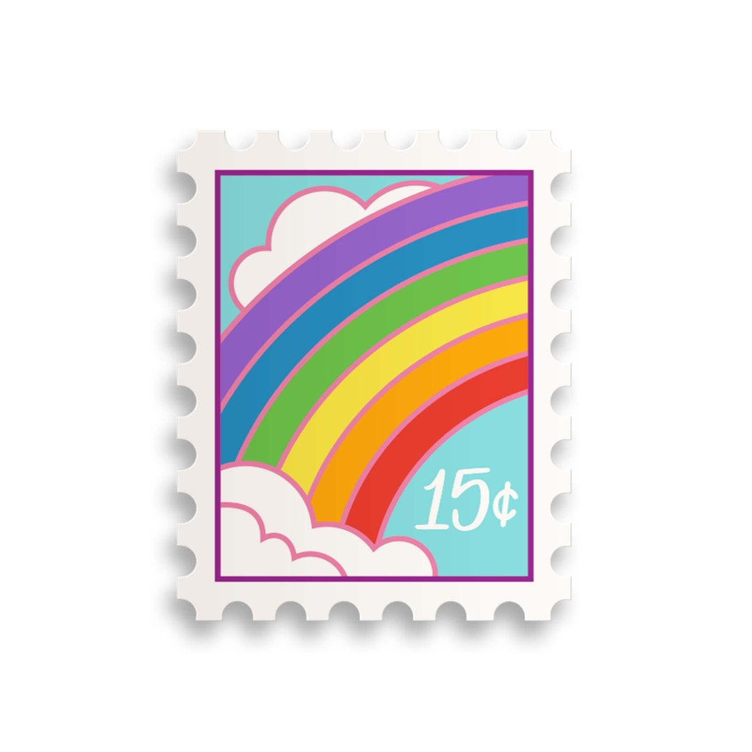 Rainbow Stamp Sticker // Rainbow Sticker / Colorful Sticker / Stamp ...